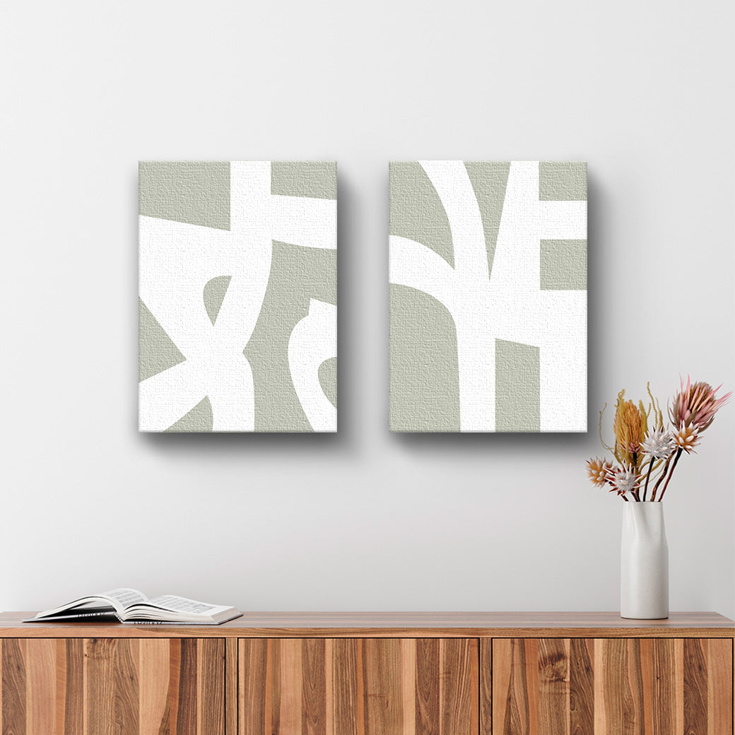 Collage de Cuadros Líneas minimalistas en 2 canvas – balcru